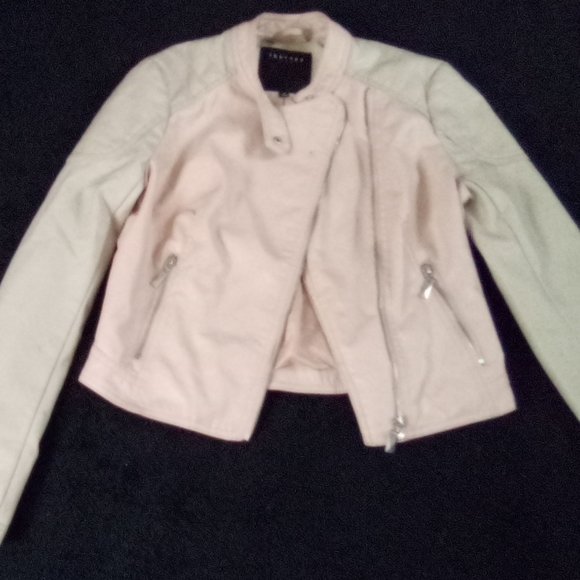 therapy | Jackets & Coats | Pink And Cream Color Leather Jacket | Poshmark